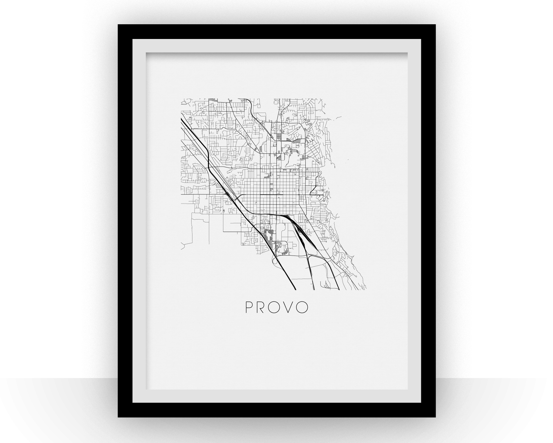 Provo UT Map Black and White Print - Utah Black and White Map Print ...