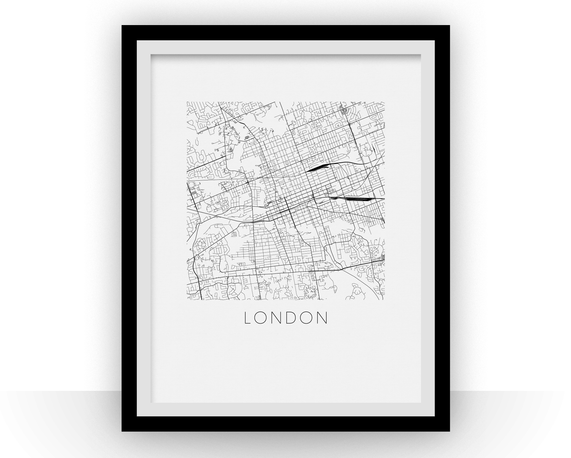 London Ontario Map Black and White Print - Ontario Black and White Map ...