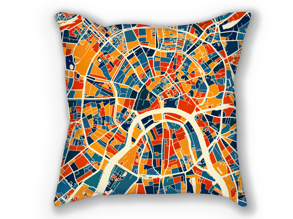 Moscow Map Pillow - Russia Map Pillow 18x18 – Studio Raton
