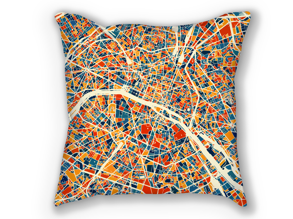Paris Map Pillow - France Map Pillow 18x18 – Studio Raton