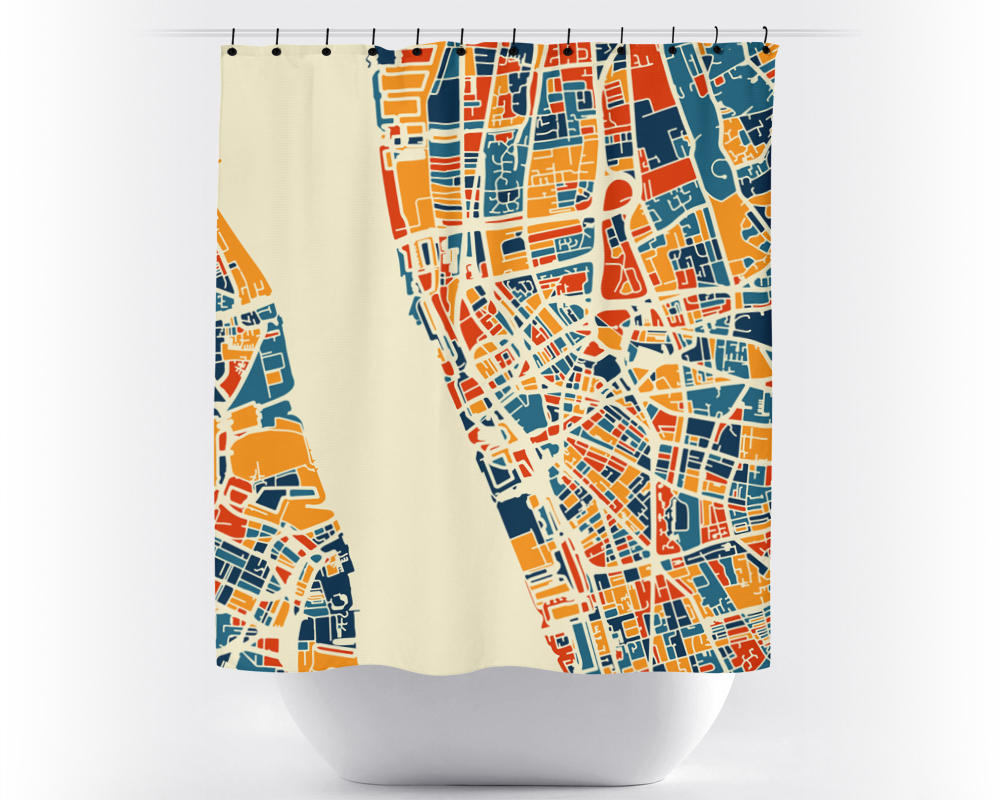 Liverpool Map Shower Curtain - uk Shower Curtain - Chroma Series ...