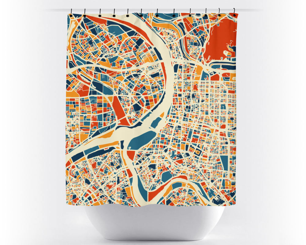 Taipei Map Shower Curtain - taiwan Shower Curtain - Chroma Series ...