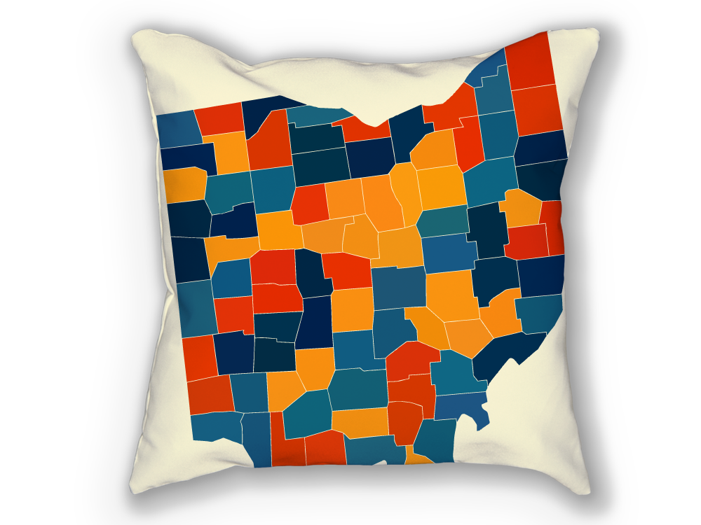 Ohio Map Pillow - OH Map Pillow 18x18 – Studio Raton