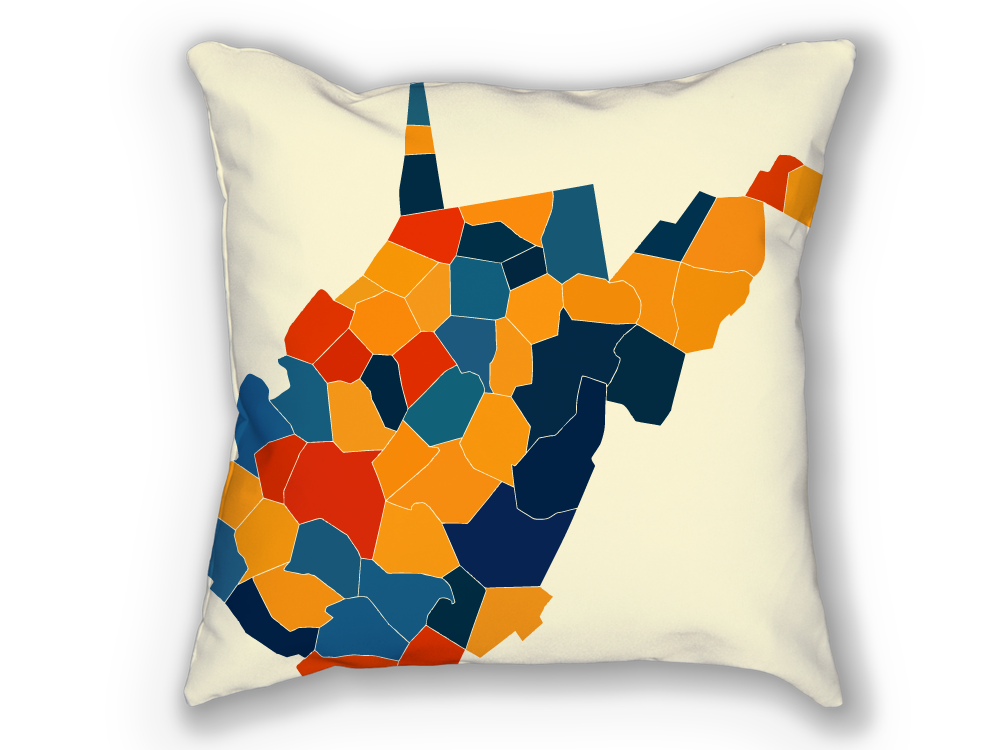 West Virginia Map Pillow - WV Map Pillow 18x18 – Studio Raton