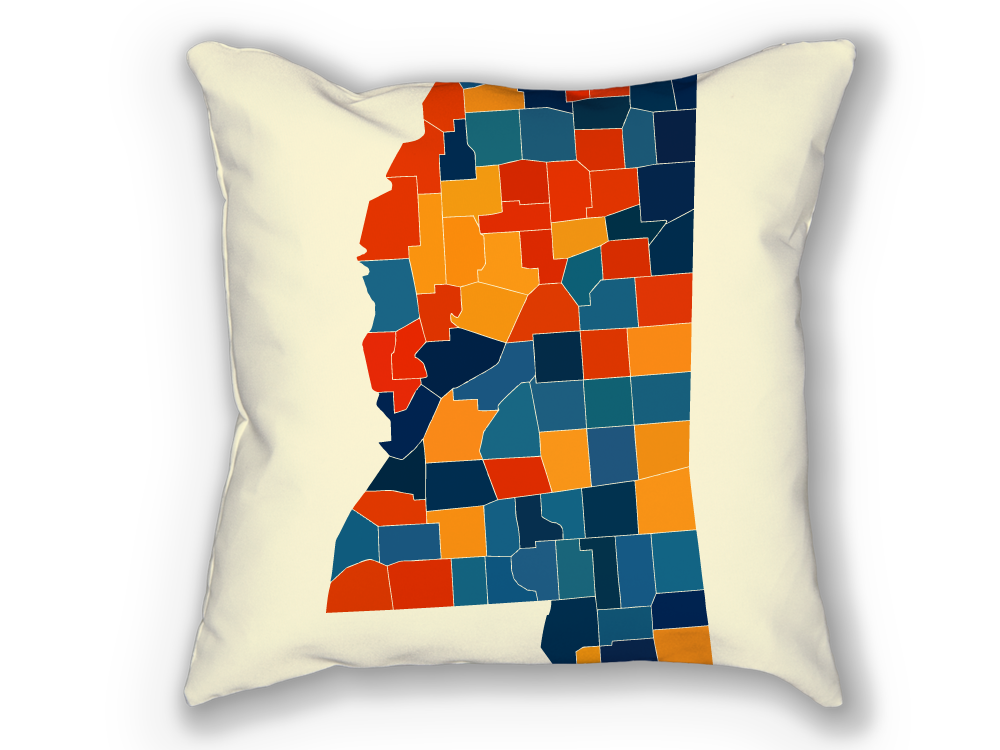 Mississippi Map Pillow - MS Map Pillow 18x18 – Studio Raton