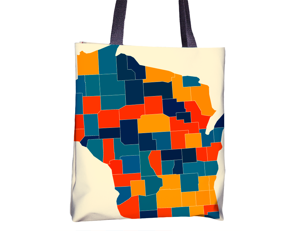 Wisconsin Map Tote Bag - WI Map Tote Bag 15x15 – Studio Raton