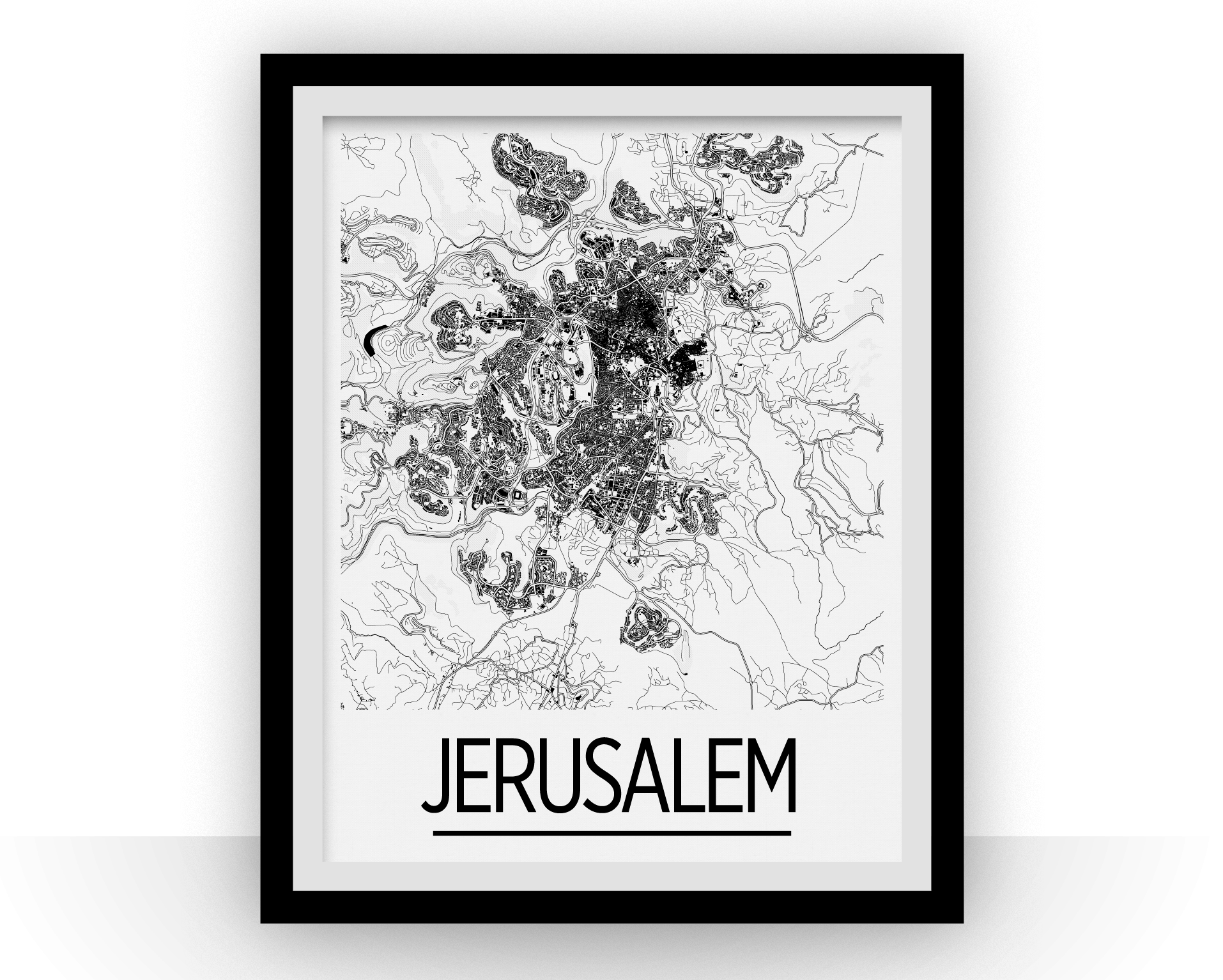 Jerusalem Map Poster - israel Map Print - Art Deco Series – Studio Raton