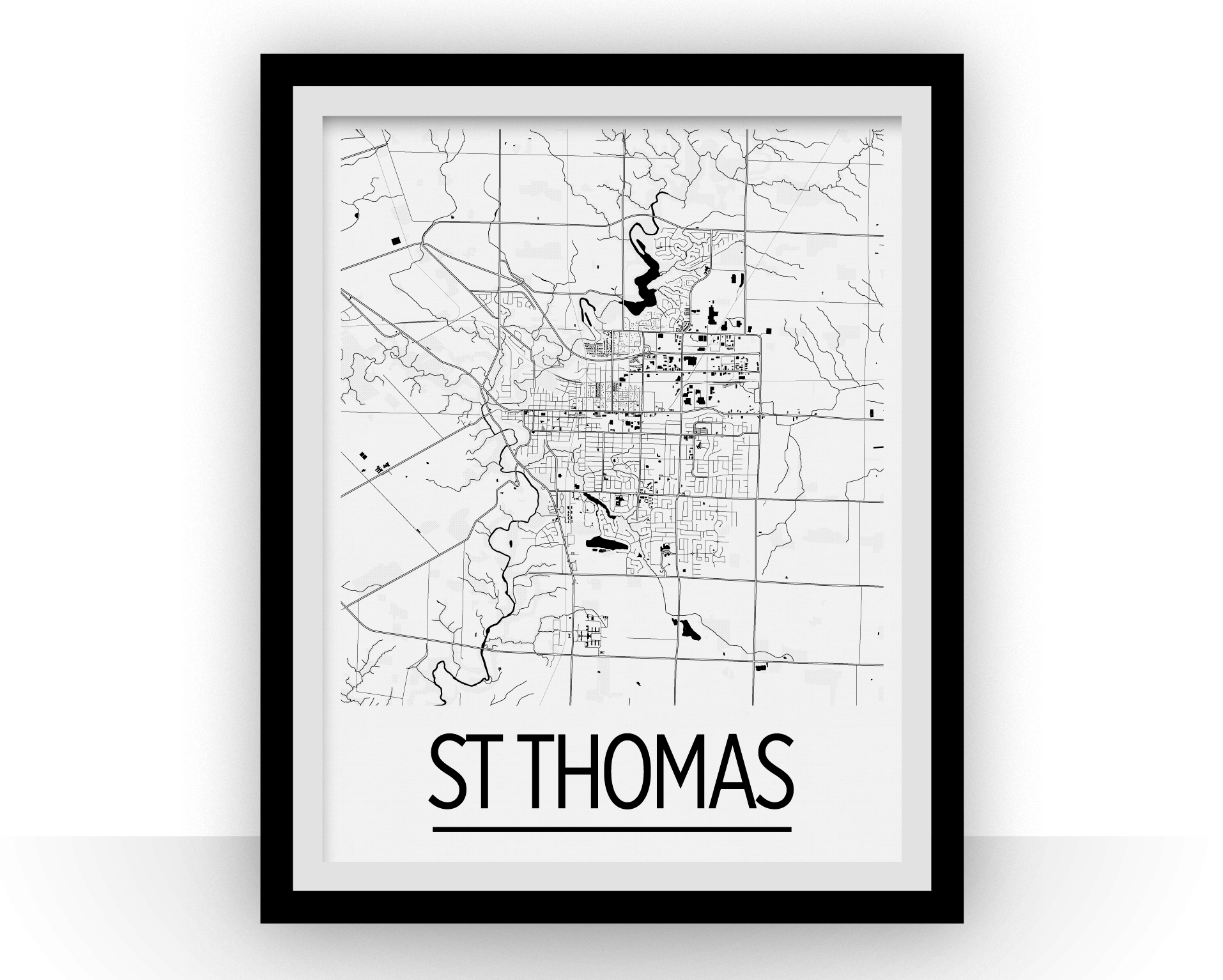 St Thomas Ontario Map Poster - Ontario Map Print - Art Deco Series ...