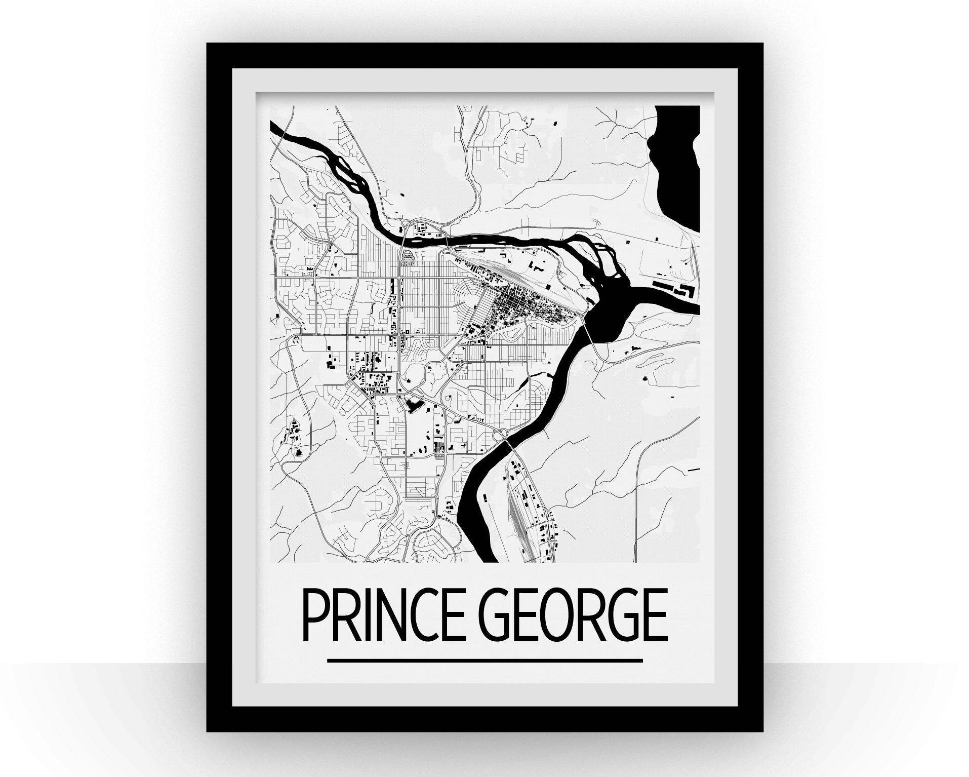 Prince George BC Map Poster - British Columbia Map Print - Art Deco Se ...