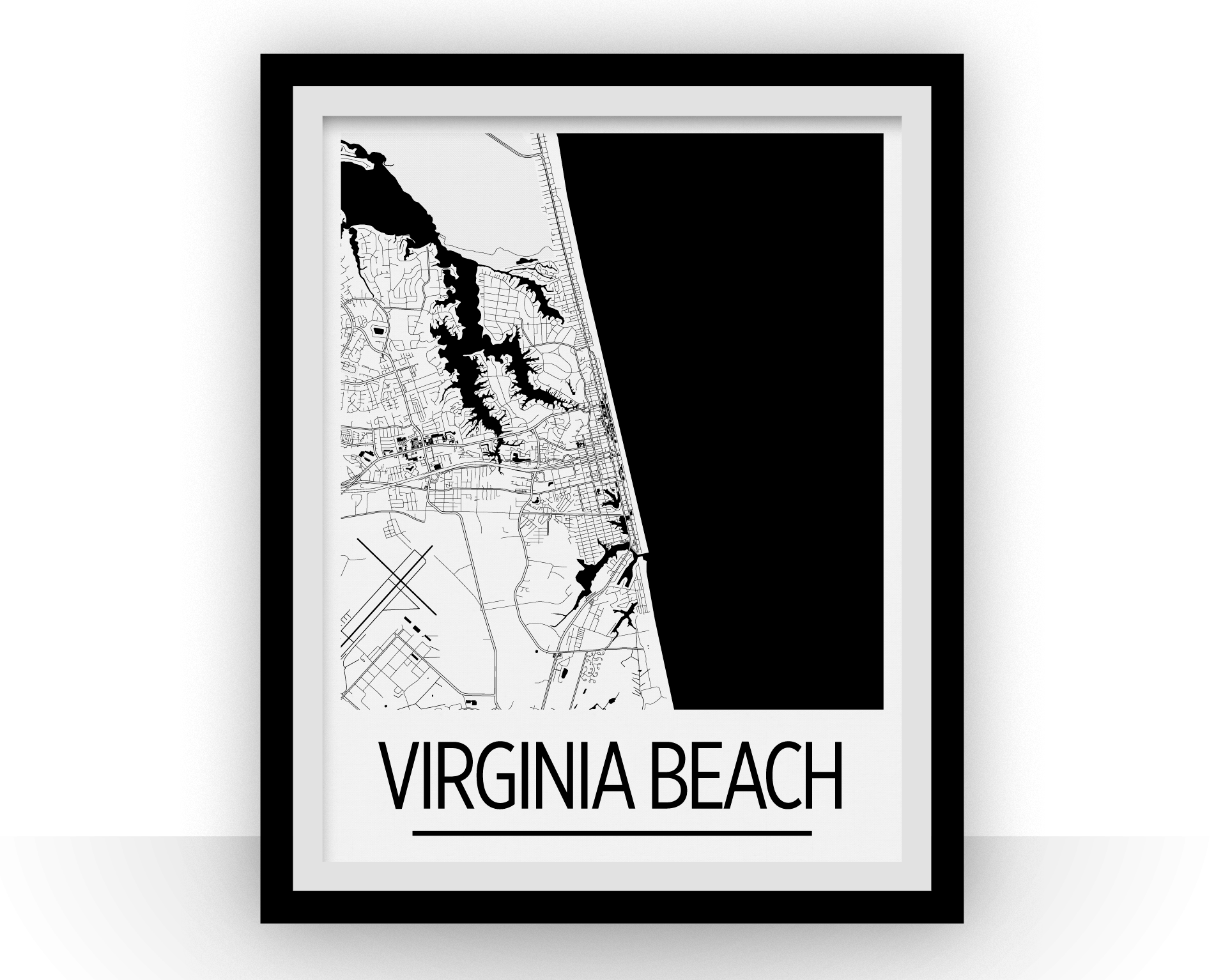 Virginia Beach Map Poster - usa Map Print - Art Deco Series – Studio Raton