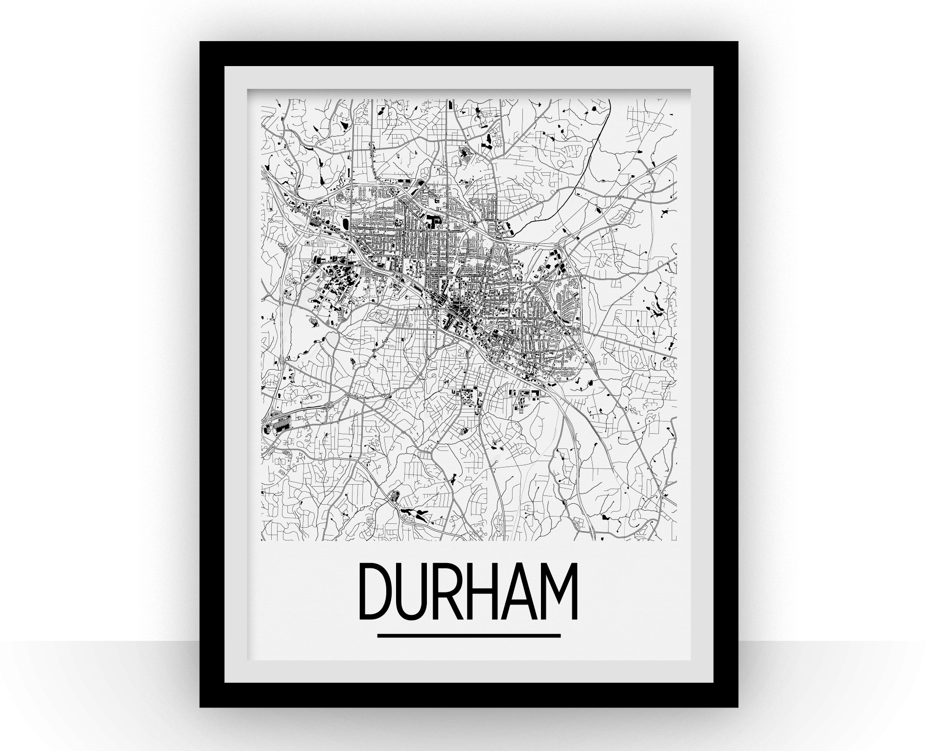 Durham Map Poster - North Carolina Map Print - Art Deco Series – Studio ...