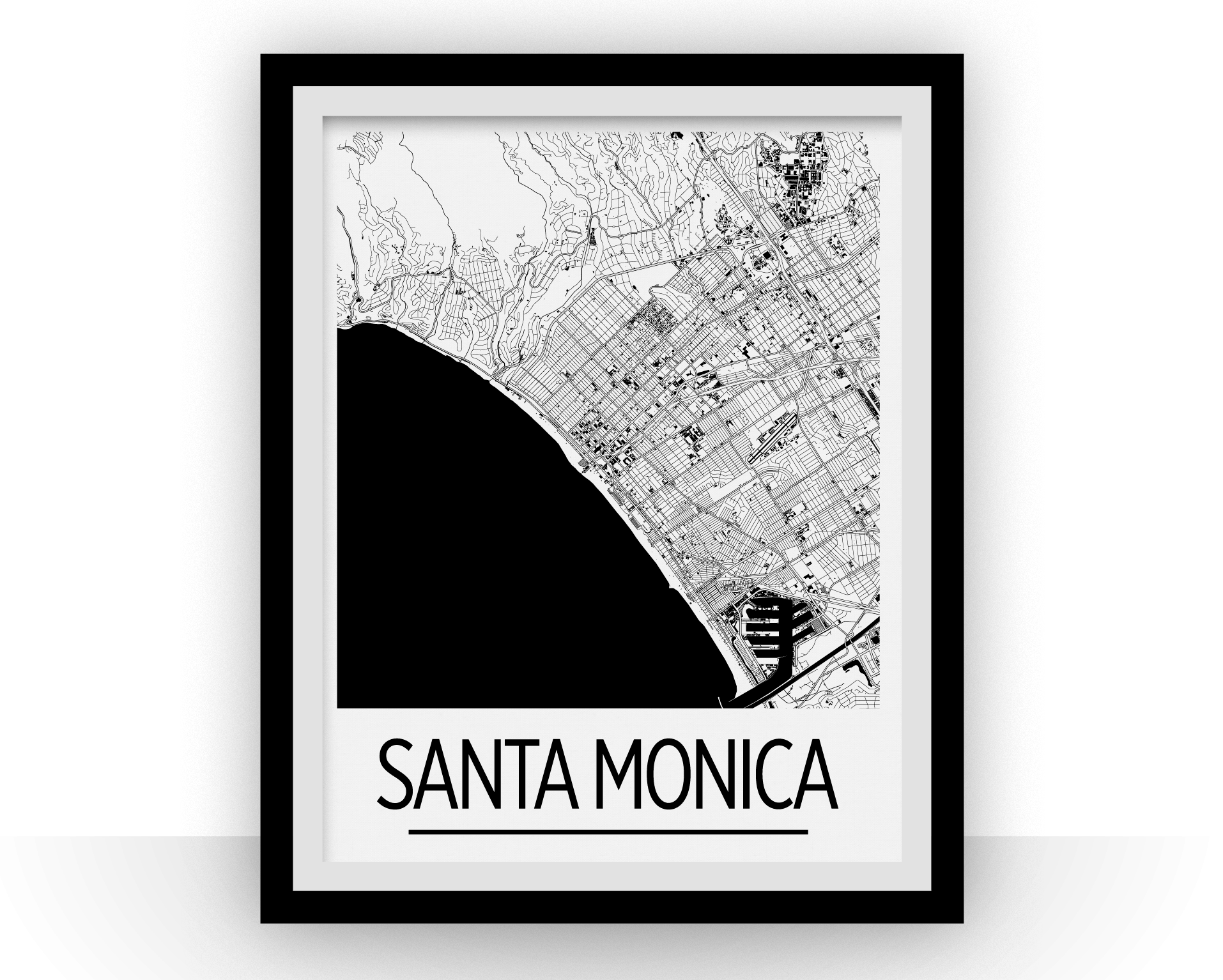 Santa Monica Map Poster - California Map Print - Art Deco Series ...