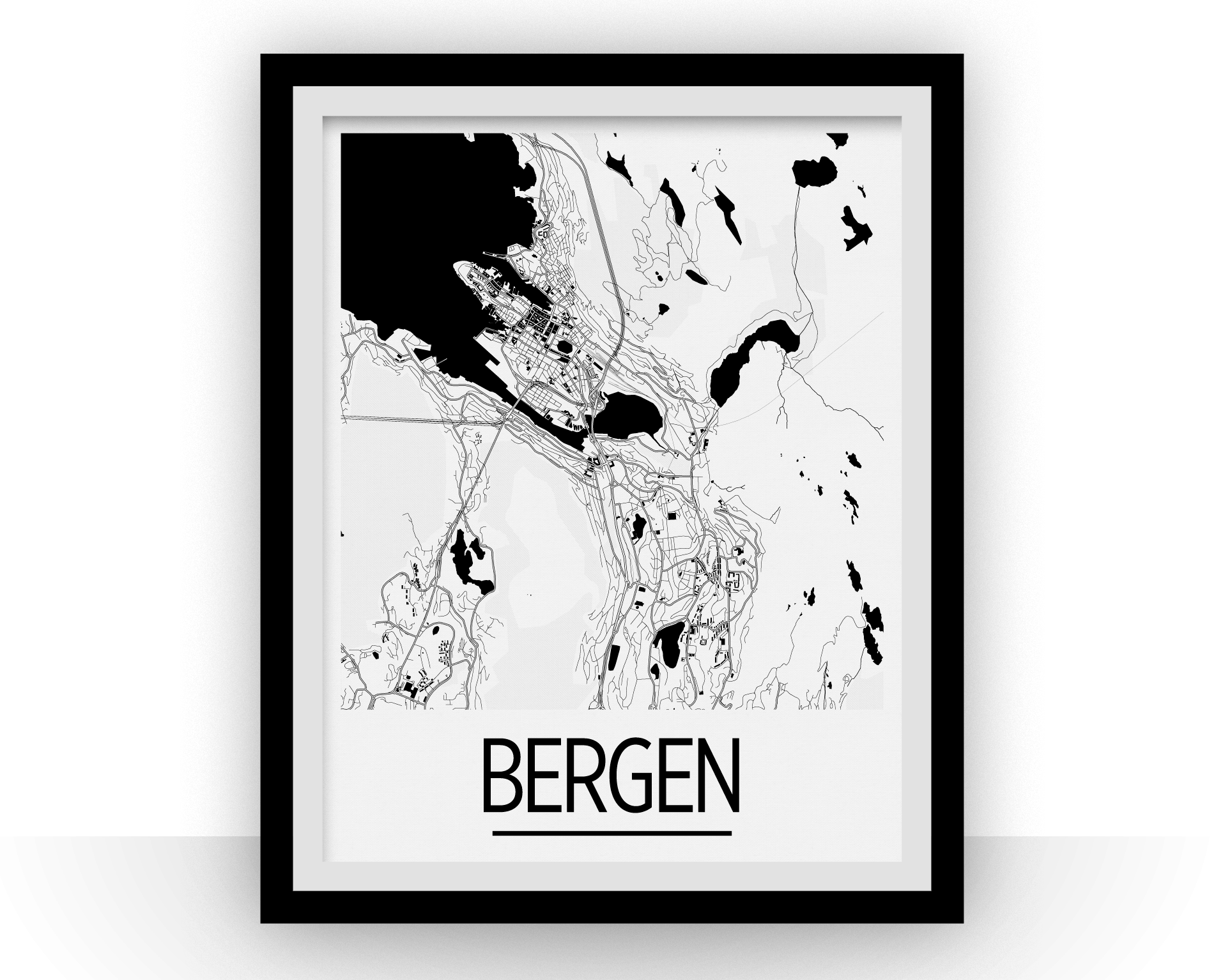 Bergen Map Poster - norway Map Print - Art Deco Series – Studio Raton