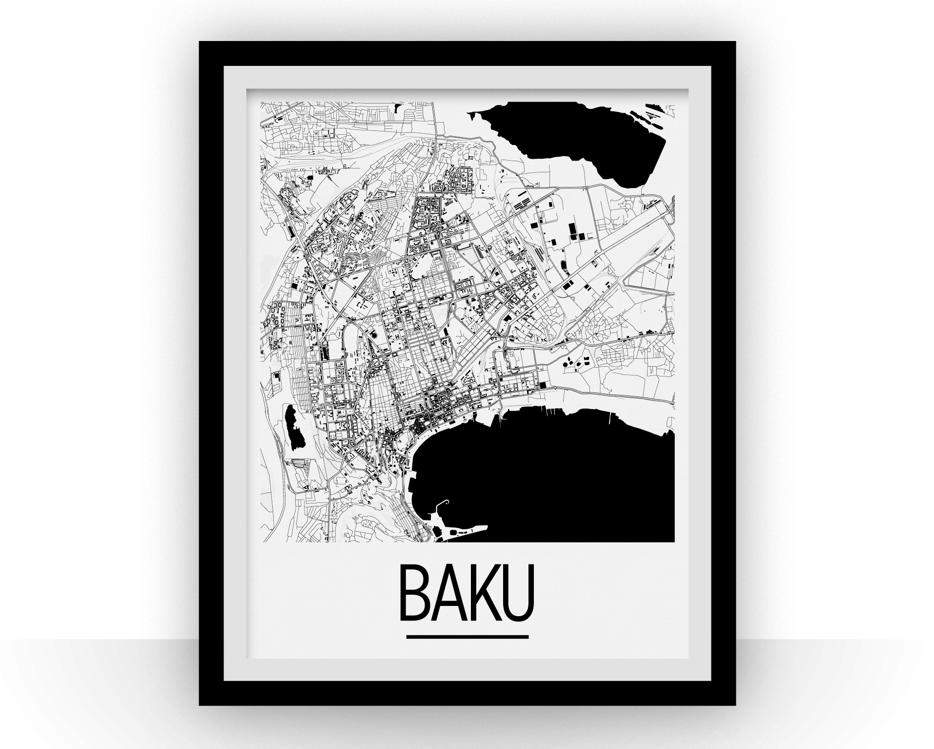 Baku Map Poster - azerbaijan Map Print - Art Deco Series – Studio Raton