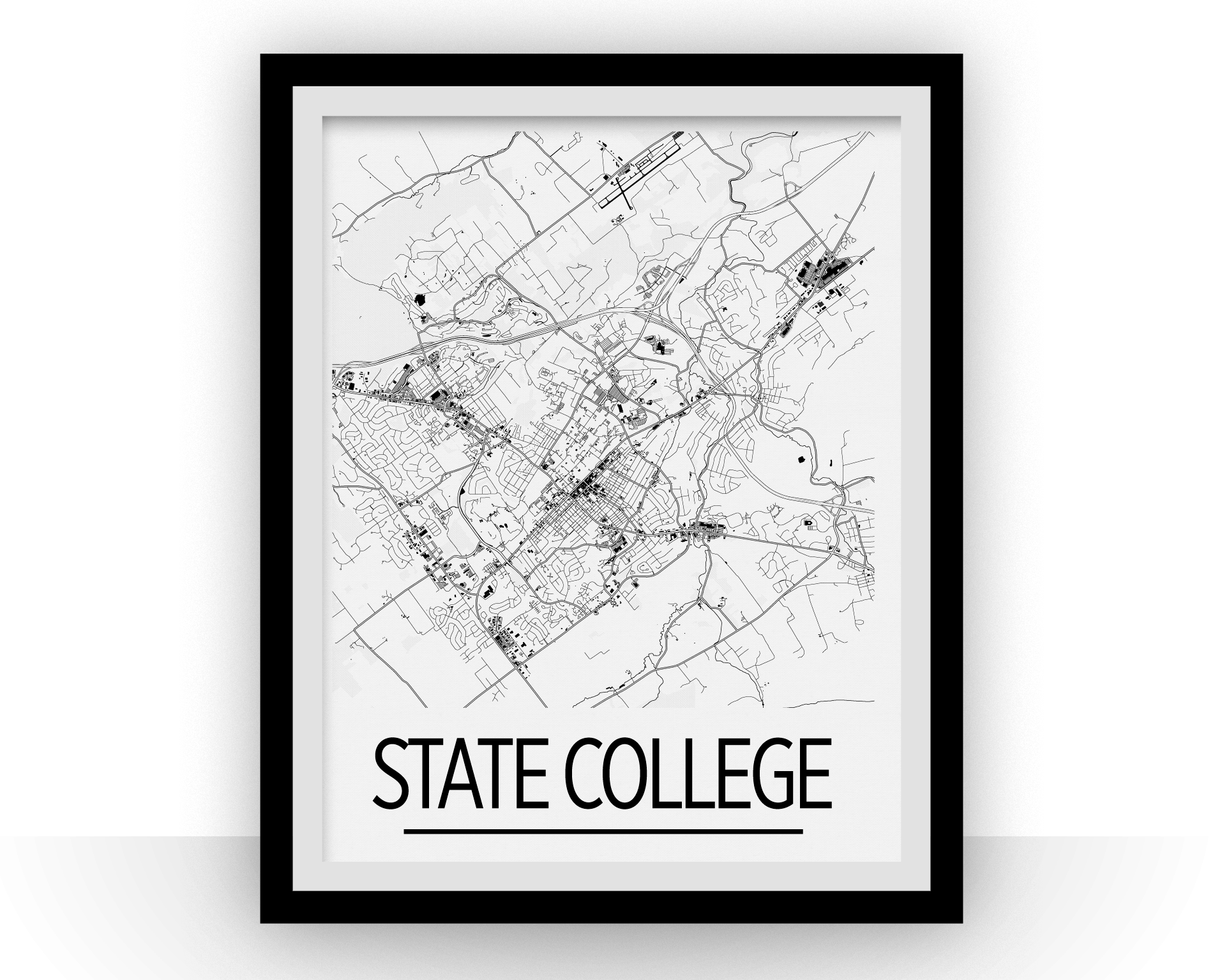 State College Map Poster - Pennsylvania Map Print - Art Deco Series ...